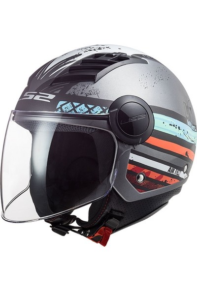 Ls2 Yarım Kask Aırflow Ronnıe Mat Gri-Mavi L Ls2 Yarım Kask Aırflow Ronnıe Mat Gri-Mavi L