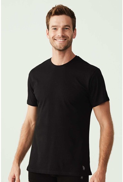 U.s. Polo Assn. Erkek Siyah Yuvarlak Yaka Pamuk T-Shirt