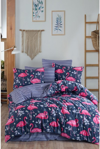 Fushia Flamingo Navy Pamuk Çift Kişilik Nevresim Takımı Fushia Flamingo Navy Pamuk Çift Kişilik Nevresim Takımı