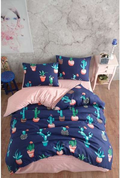 Fushia Cactus Kaktüs Desenli Tek Kişilik Nevresim Seti
