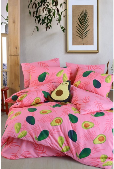 Fushia Avocado Pink Pamuk Tek Kişilik Nevresim Takımı