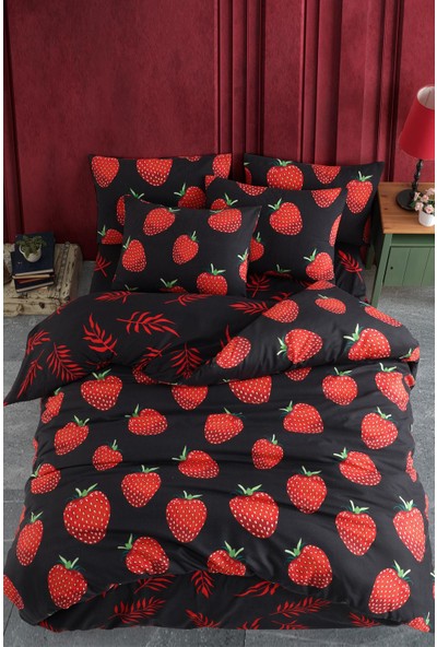Fushia Çilek Pamuk Tek Kişilik Nevresim Takımı