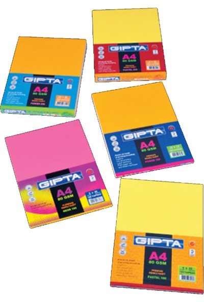 Gıpta 1530 A4 100'LÜK Paket Yaprak Neon Renkli Kağıt 5 x 20 cm Gıpta 1530 A4 100'LÜK Paket Yaprak Neon Renkli Kağıt 5 x 20 cm