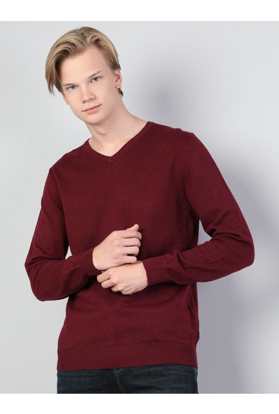 Colin's Regular Fit Bisiklet Yaka Erkek Bordo Kazak Colin's Regular Fit Bisiklet Yaka Erkek Bordo Kazak