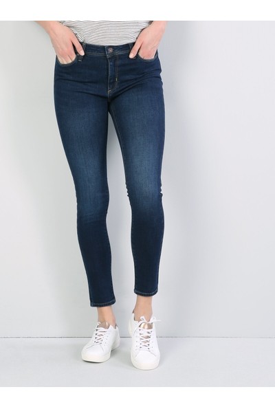 Colins 759 LARA Orta Bel Dar Paça Super Slim Fit Mavi Kadın Jean Pantolon