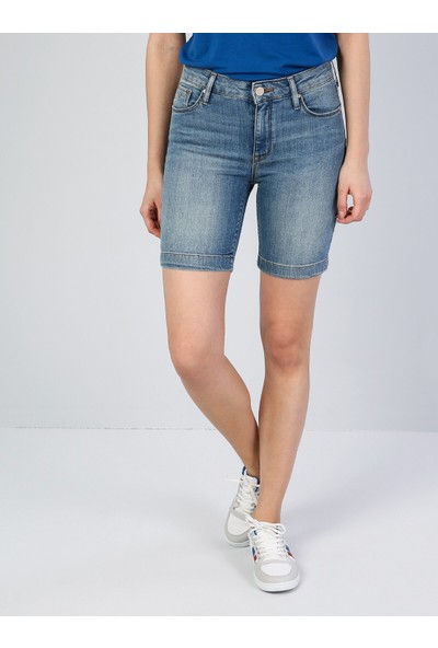 Colins Super Slim Fit Mavi Kadın Jean Şort