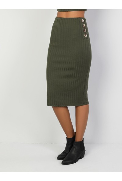Colin's Dar Kesim Yeşil Uzun Etek