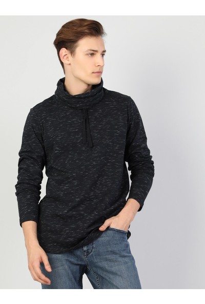 Colin's Regular Fit Erkek Yüksek Yaka Mavi Uzun Kol T-Shirt Colin's Regular Fit Erkek Yüksek Yaka Mavi Uzun Kol T-Shirt