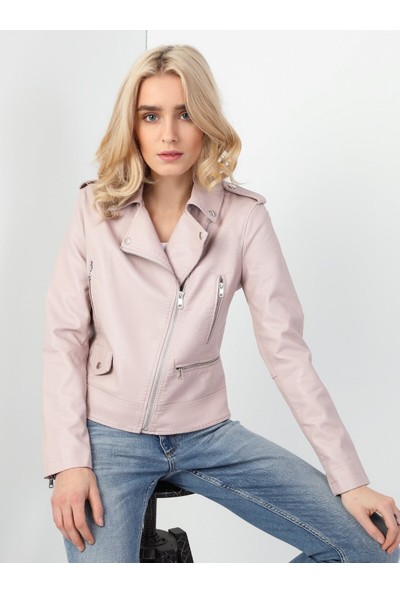 Colin's Slim Fit Pembe Deri Görünümlü Mont