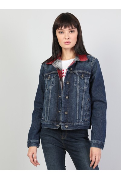 Colins Regular Fit Mavi Kadın Jean Ceket