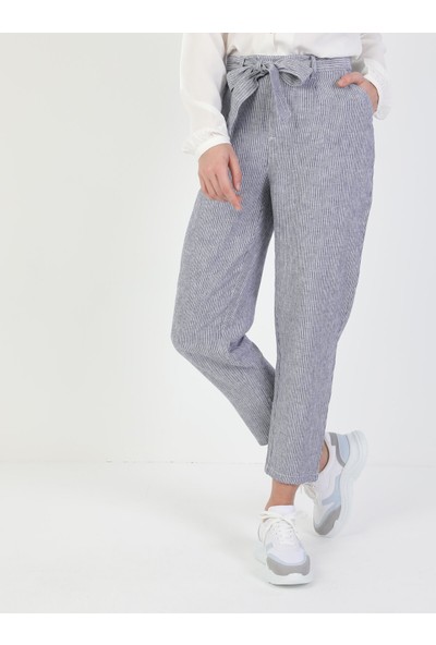 Colins Regular Fit Orta Bel Düz Paça Kadın Mavi Pantolon
