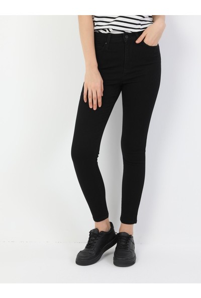 Colins 760 DIANA Yüksek Bel Dar Paça Super Slim Fit Siyah Kadın Jean Pantolon Colins 760 DIANA Yüksek Bel Dar Paça Super Slim Fit Siyah Kadın Jean Pantolon