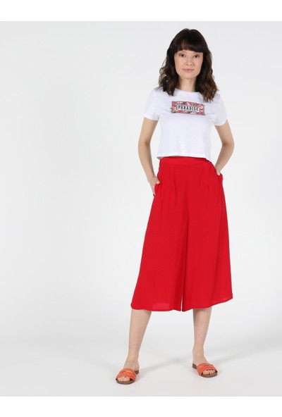Colin's Kadın Regular Fit Yüksek Bel Geniş Paça Kadın Kırmızı Pantolon Colin's Kadın Regular Fit Yüksek Bel Geniş Paça Kadın Kırmızı Pantolon
