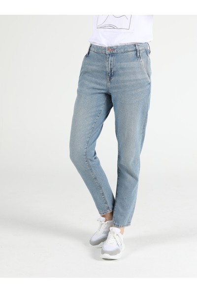 Colins TESA Orta Bel Daralan Paça Chıno Jean Kadın Jean Pantolon