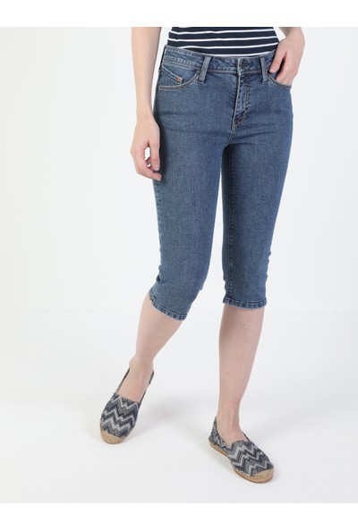 Colins Orta Bel Kısa Paça Super Slim Fit Jean Kadın Jean Şort