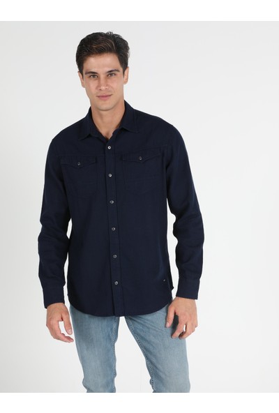 Colin's Regular Fit Shirt Neck Erkek Lacivert Uzun Kol Gömlek Colin's Regular Fit Shirt Neck Erkek Lacivert Uzun Kol Gömlek