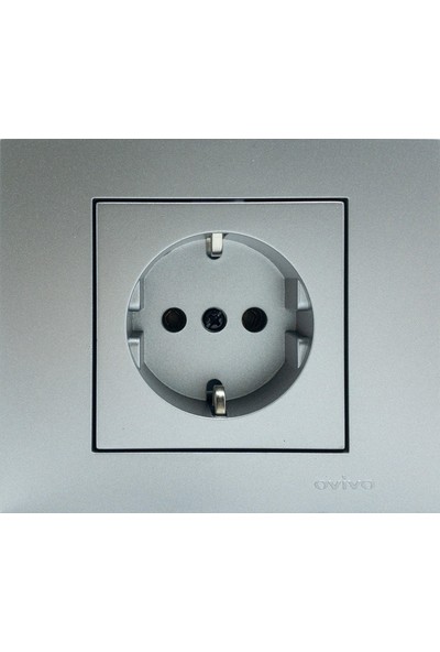 Ovivo Grano Gümüş Topraklı Priz Çerçeveli Ovivo Grano Gümüş Topraklı Priz Çerçeveli