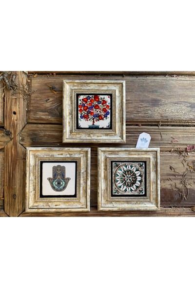 Oscar Stone Çerçeveli Taş Baskılı Duvar Tablosu Seti ( 20 x 20 Cm) 3 Lü Set -Oscar Stone Decor