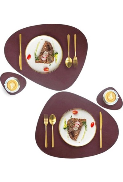 Hayveys Deri Amerikan Servis-12 Parça 6'lı Bordo Hayveys Deri Amerikan Servis-12 Parça 6'lı Bordo