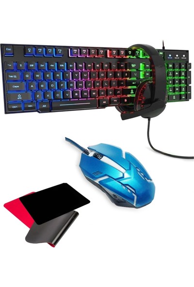 J-Tech® Blue Atomic 4in1 Rgb Klavye Mouse Kulaklık Pad Gaming Set J-Tech® Blue Atomic 4in1 Rgb Klavye Mouse Kulaklık Pad Gaming Set