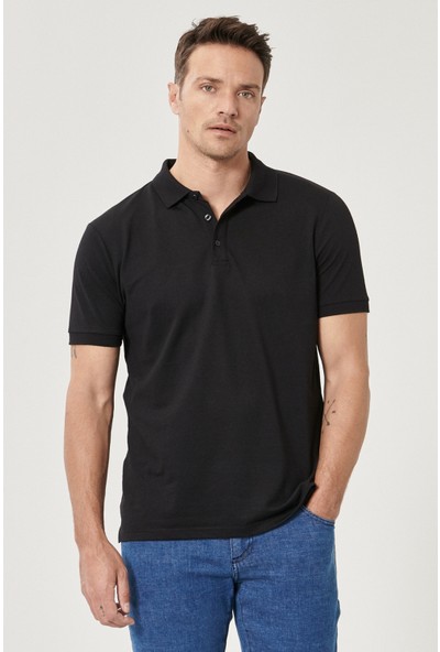ALTINYILDIZ CLASSICS Düğmeli Polo Yaka Cepsiz Slim Fit Dar Kesim Düz Tişört