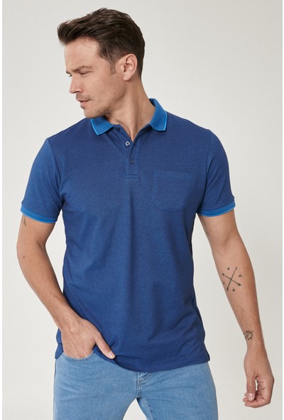 ALTINYILDIZ CLASSICS Erkek LACI-INDIGO Polo Yaka Cepli Regular Fit Bol Kesim Düz Tişört ALTINYILDIZ CLASSICS Erkek LACI-INDIGO Polo Yaka Cepli Regular Fit Bol Kesim Düz Tişört