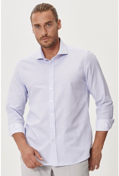 Altınyıldız Classıcs Erkek Beyaz-Mavi Tailored Slim Fit İtalyan Yaka %100 Pamuk Baskılı Gömlek Altınyıldız Classıcs Erkek Beyaz-Mavi Tailored Slim Fit İtalyan Yaka %100 Pamuk Baskılı Gömlek