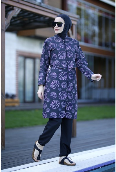 Remsa Mayo Önü Kapaklı Paraşüt Tam Kapalı Tesettür Mayo Midye Nuran