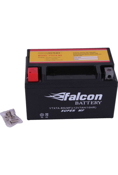 Falcon Scooter Dolphin KM100T-2 12 Volt 7 Amper Motosiklet Yatık Kuru Jel Akü (YTX7A-BS) Orijinal Falcon Scooter Dolphin KM100T-2 12 Volt 7 Amper Motosiklet Yatık Kuru Jel Akü (YTX7A-BS) Orijinal