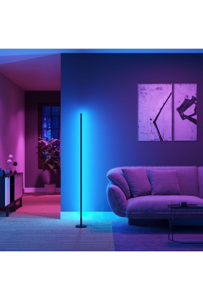 Lambaled Köşe Rgb Kumandalı Lambader Siyah Gövde Lambaled Köşe Rgb Kumandalı Lambader Siyah Gövde