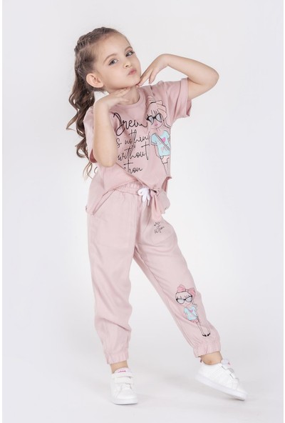 Dmb Kız Çocuk Belden Bağlamalı Cepli Pantolonlu Takım