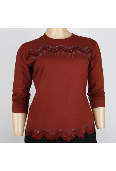 Nursafa Bluz Ulubaş Viskon Penye 102 - Kiremit