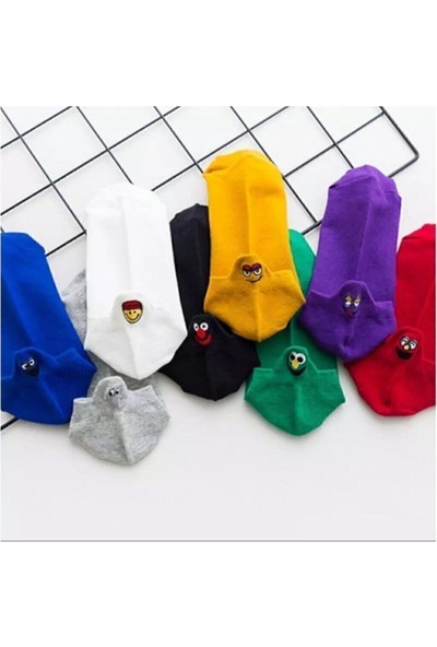 Nacar Store Emoji Çoraplar 8 Li Unisex Gökkuşağı Paket