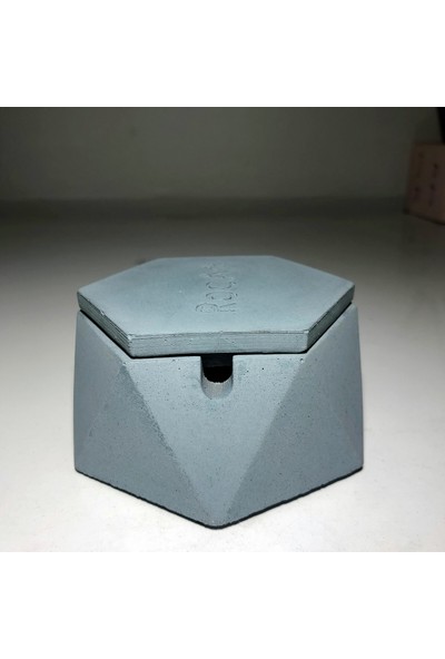 RocArt Home Altıgen Beton Kül Tablası (Küllü Mavi)