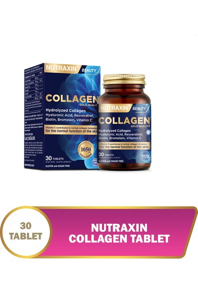 Nutraxin Hidrolize Kolajen Hyaluronic Acid 30 Tablet Gold Collagen Nutraxin Hidrolize Kolajen Hyaluronic Acid 30 Tablet Gold Collagen