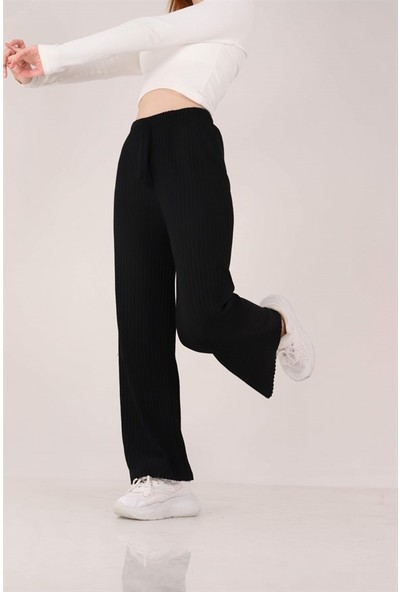 Moda Hitap Kadın Siyah Renk Ispanyol Paça Kaşkorse Eşofman Moda Hitap Kadın Siyah Renk Ispanyol Paça Kaşkorse Eşofman