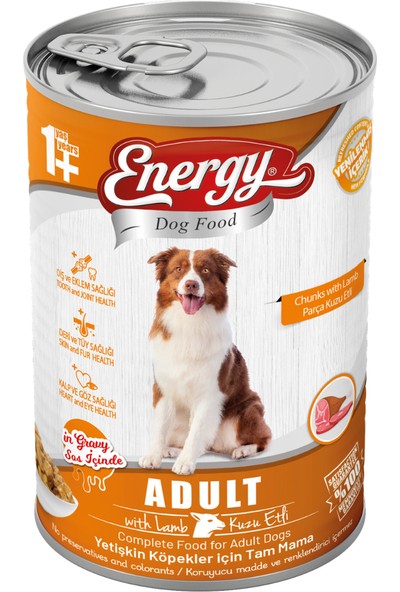 Energy Kuzu Etli Yetişkin Köpek MAMASI-400 Gram-6 Konserve Energy Kuzu Etli Yetişkin Köpek MAMASI-400 Gram-6 Konserve