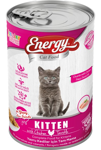 Energy Tavuklu Yavru Kedi MAMASI-400 Gram-12 Konserve Energy Tavuklu Yavru Kedi MAMASI-400 Gram-12 Konserve