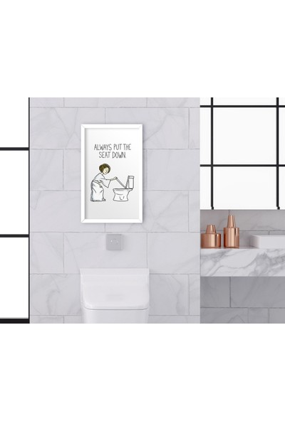 Bk Gift Banyo Tuvalet Dekoratif Ahşap Beyaz Çerçeveli Tablo-16 Bk Gift Banyo Tuvalet Dekoratif Ahşap Beyaz Çerçeveli Tablo-16