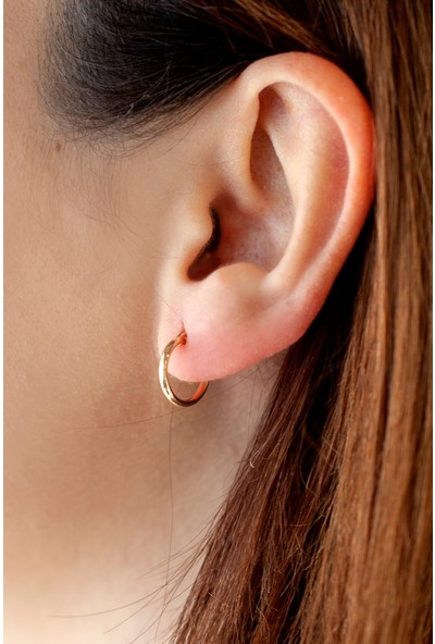 Uşaklıhafız Kuyumculuk 14 Ayar Altın Halka Küpe (12MM) Küçük Boy