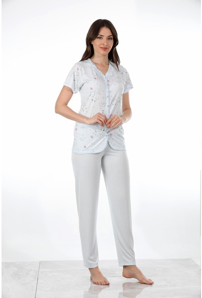 Etoile Bambu Kısa Kol Boydan Düğmeli Pijama Takımı / 98186 Etoile Bambu Kısa Kol Boydan Düğmeli Pijama Takımı / 98186
