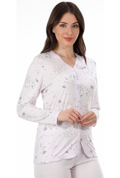 Etoile Bambu Uzun Kol Düğmeli Büyük Beden Pijama Takımı 98185 B