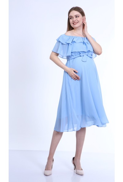 Ada Style Carmen Yaka Şifon, Hamile Elbise, Bebemavi Ada Style Carmen Yaka Şifon, Hamile Elbise, Bebemavi