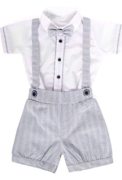 Mika Bebek Erkek Bebek Mavi Papyon Gömlek Şort Salopet Yazlık Takım Mika Bebek Erkek Bebek Mavi Papyon Gömlek Şort Salopet Yazlık Takım