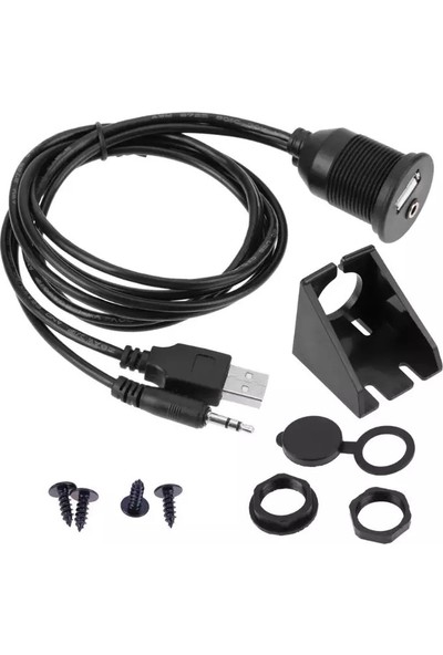 Autoline Araç Için Montaj Aparatlı USB ve Aux Uzatma Kablosu