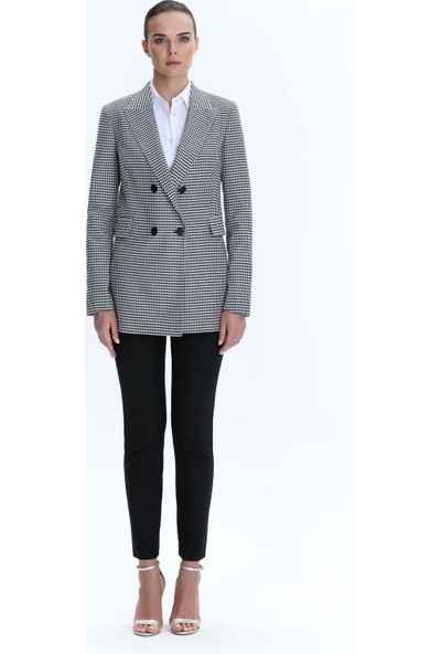 Gargar Siyah Beyaz Kaz Ayağı Kruvaze Ceket Gargar Siyah Beyaz Kaz Ayağı Kruvaze Ceket