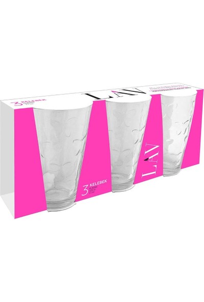 Lav Kelebek Meşrubat Bardağı 3'lü