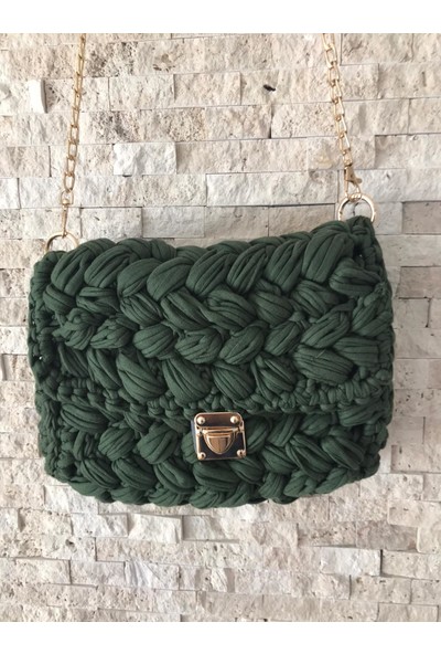 Zümrüt Koyu Yeşil Penye Örme Çanta