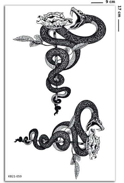 BP Tattoo Gül ve Yılan Unisex Geçici Dövme