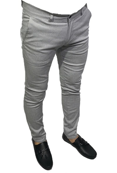 Bay Aygün Bayaygun Zıncır Desen Slım Fıt Keten Pantolon _açık Gri Bay Aygün Bayaygun Zıncır Desen Slım Fıt Keten Pantolon _açık Gri